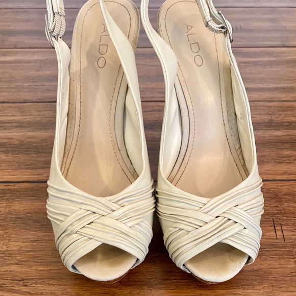 Aldo | Shoes | Hp X2 Cream Aldo Peep Toe Sling Back Sz 39 | Poshmark